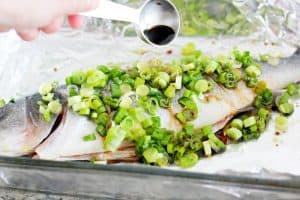 Chinese Whole Baked Fish with Ginger and Scallions